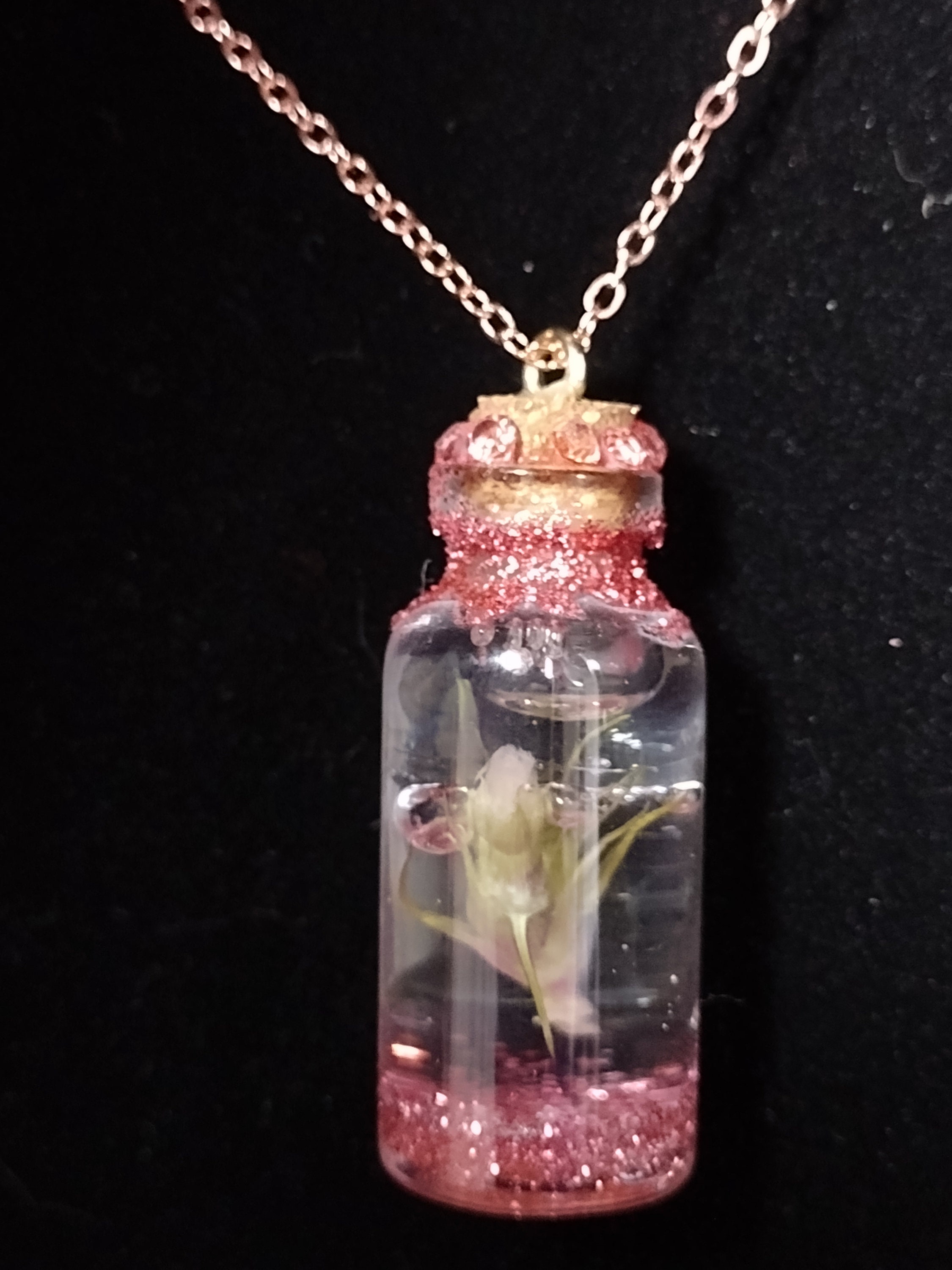 Live Pink Flower Preserved in Resin Necklace - Etsy