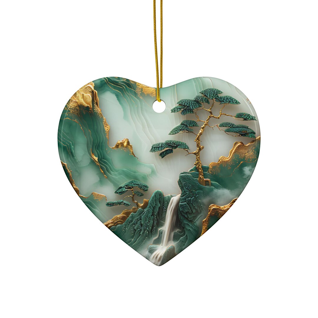 Gold Inlaid Jade Landscape Carving Art, Ornament Jade Landscape Art - Etsy