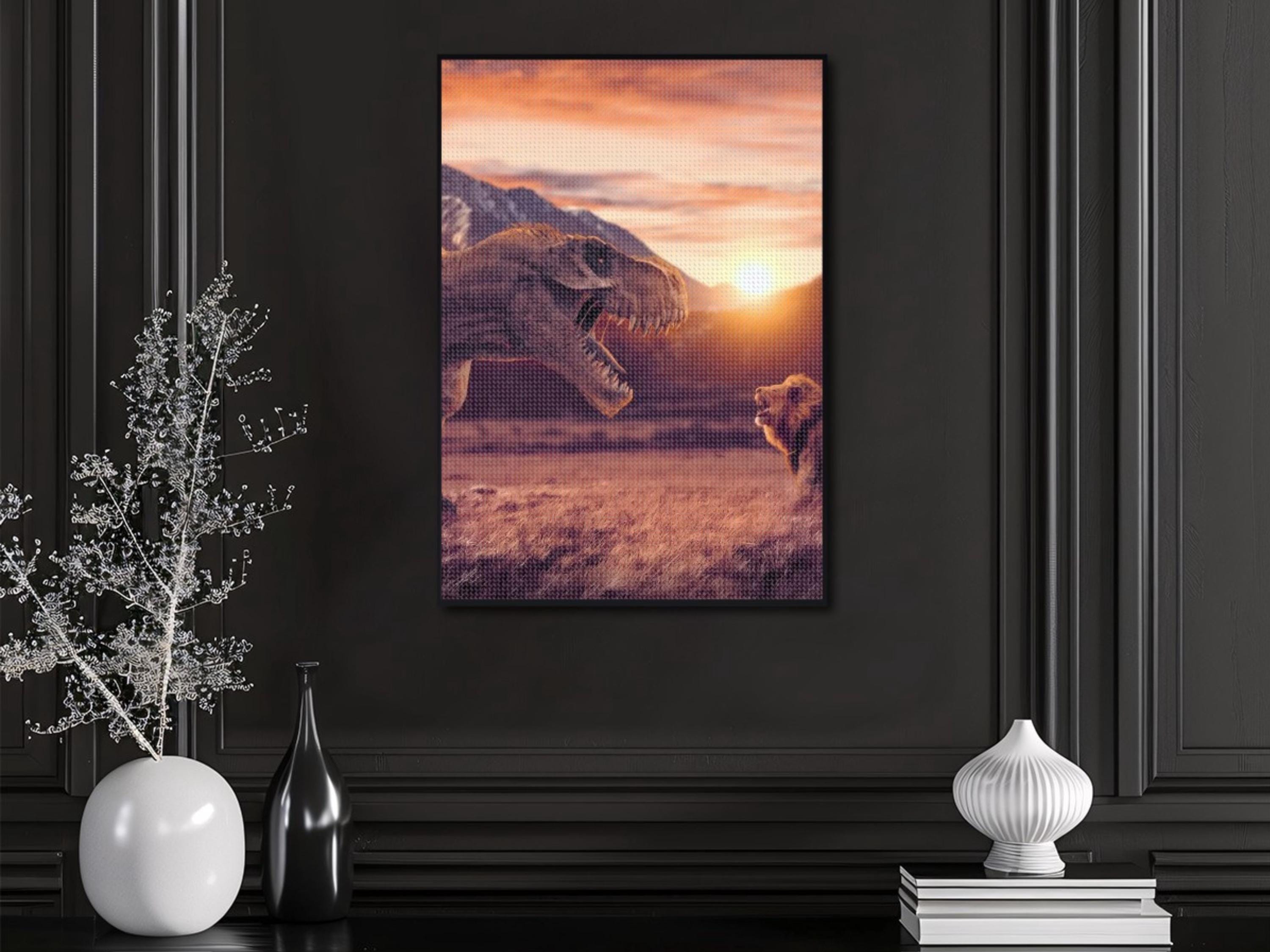Jurassic World Prehistoric Diamond Painting Kit – T Rex and Lion Face ...