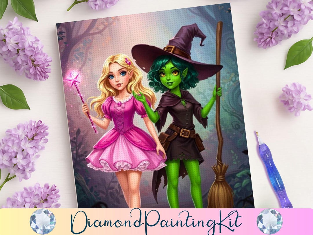 Wicked Diamond Painting Kit – Glinda and Elpheba, Witches of Oz DIY Art ...