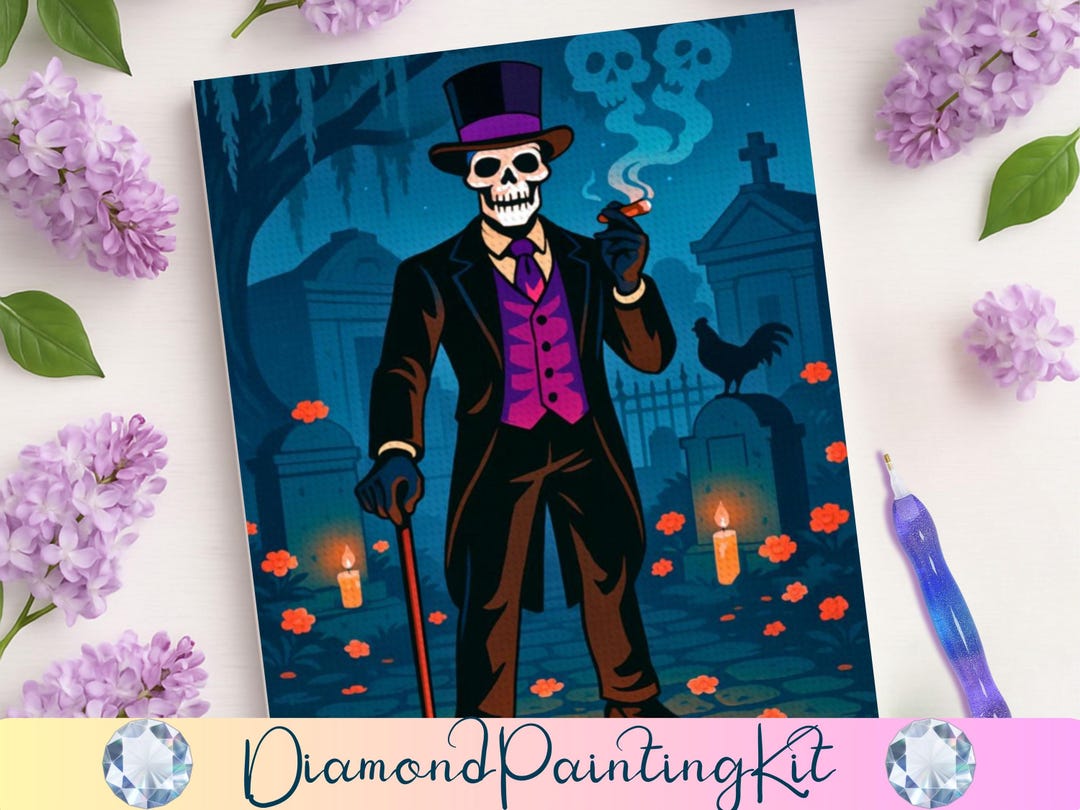 Baron Samedi Lafayette Cemetary Diamond Painting, Gothic Voodoo Loa Art ...