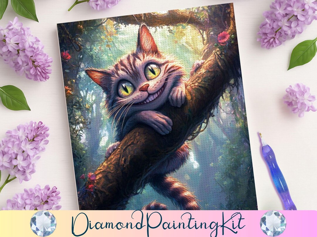Cheshire Cat Diamond Painting Kit: Alice in Wonderland DIY Fairytale ...