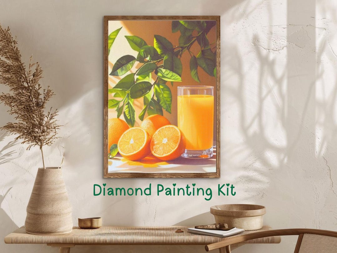 Sunny Citrus Diamond Painting Kit – Fresh Oranges and Juice Still Life ...