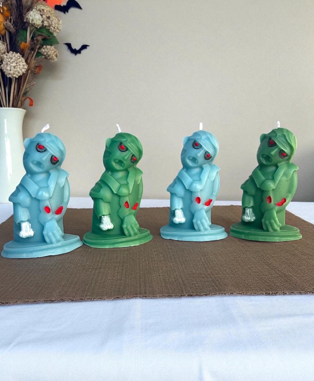 Set of Zombie Candles, Handmade Halloween Candles, Spooky Gothic ...