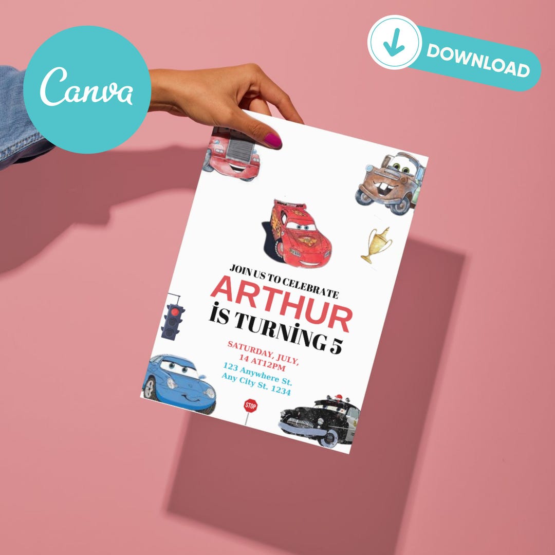 Printable Cars Invitations, Lightning Mcqueen Invitation, Birthday ...