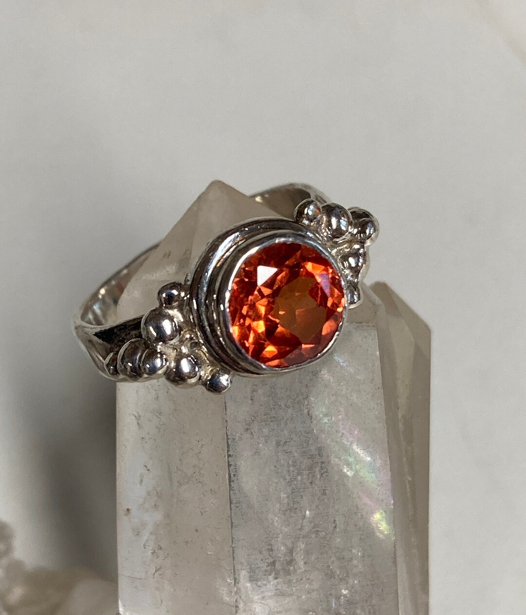 Vintage Padparadscha Sapphire Ring Size 7 / Sterling Silver and ...