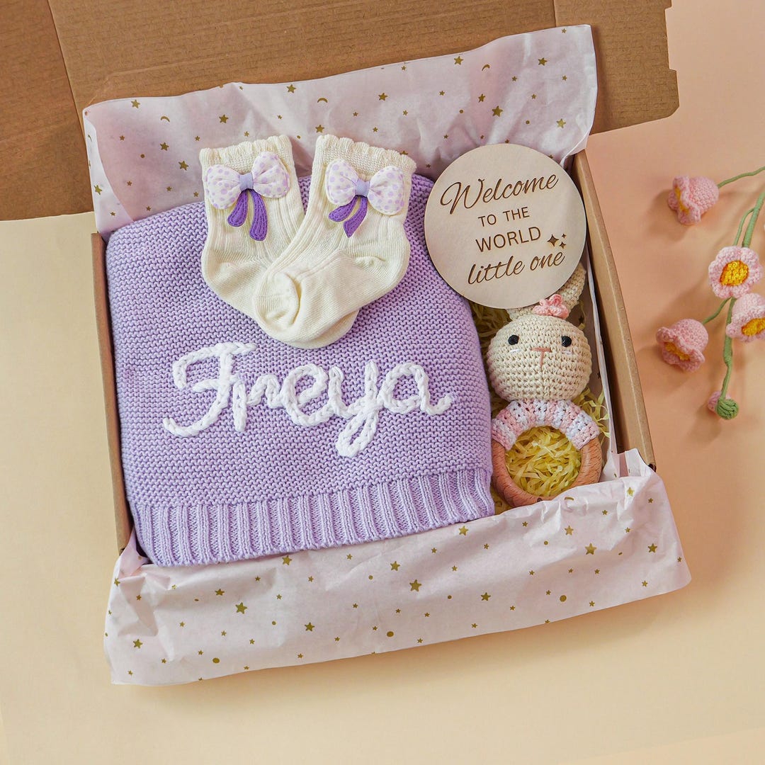 Custom Baby Blanket Gift Box, Personalized Baby Gift Box, Newborn Gift ...
