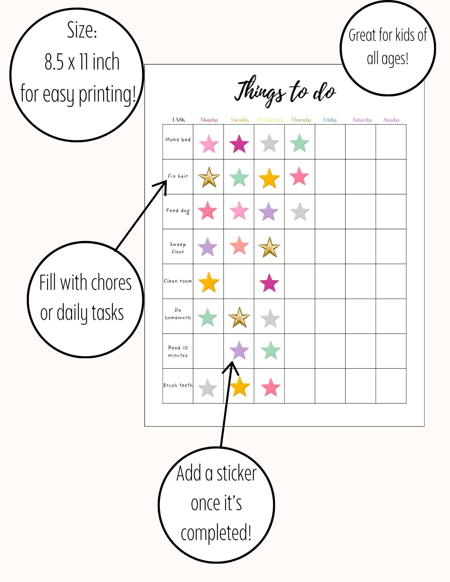 Printable Sticker Task Chart - Etsy