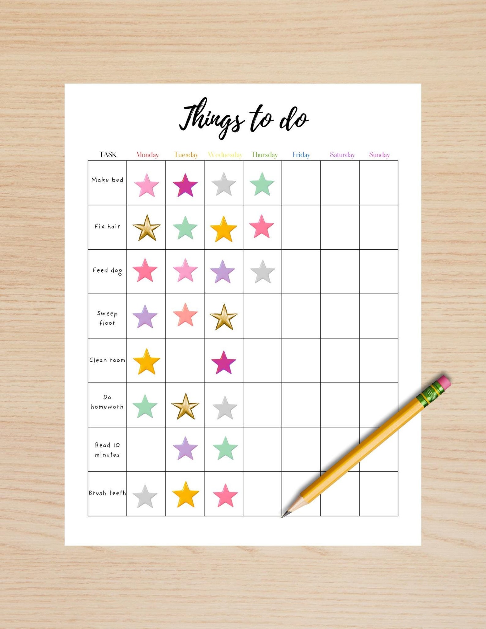 Printable Sticker Task Chart - Etsy