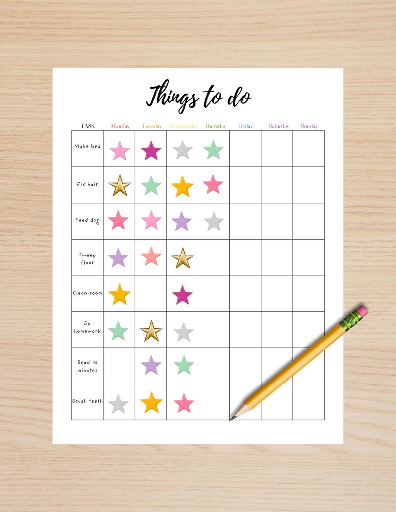 Printable Sticker Task Chart - Etsy