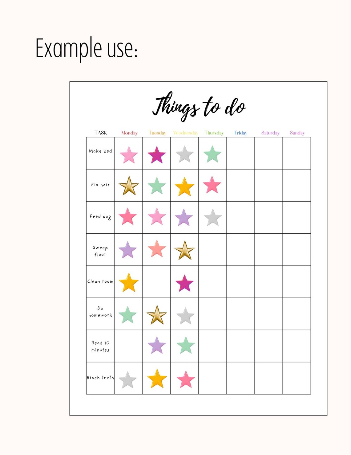 Printable Sticker Task Chart - Etsy