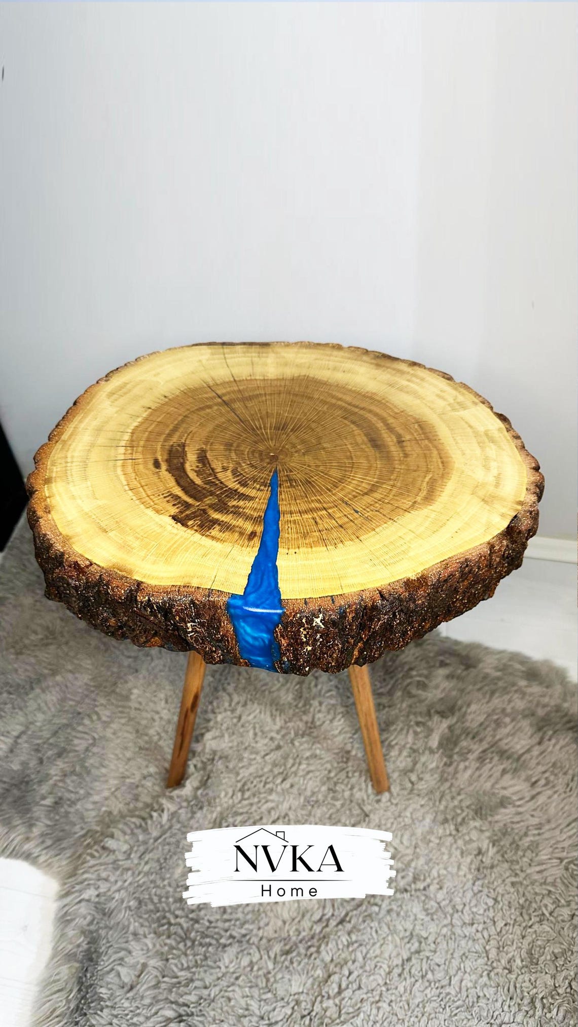 Round Epoxy Coffee Table, Unique Live Edge Epoxy Coffee Table, Rustic ...