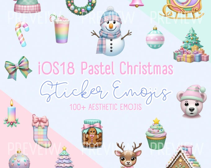 Ios18 Custom Emoji Sticker Pack | Pastel Christmas Emoji Stickers ...