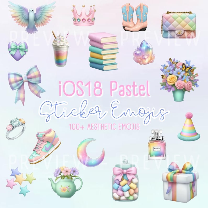 100+ Custom Emoji Sticker Pack | Pastel Emoji Stickers | Aesthetic ...