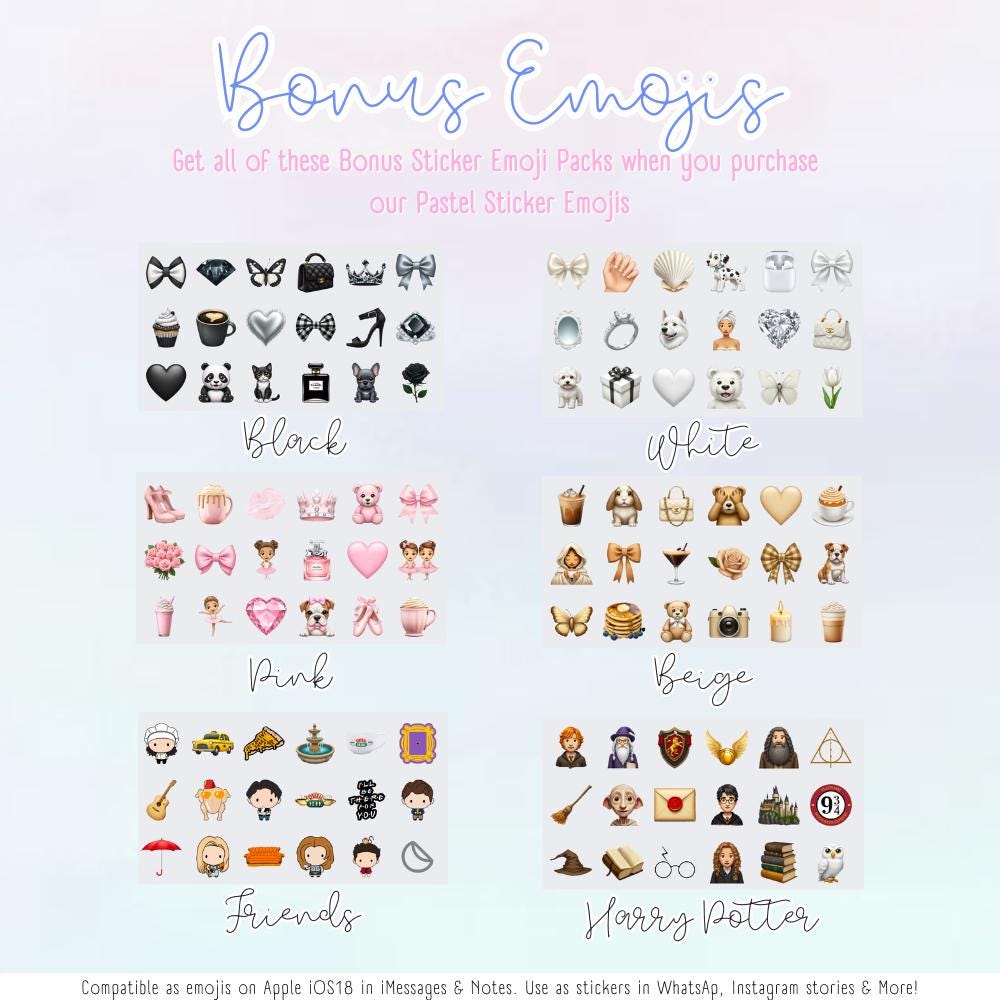 100+ Custom Emoji Sticker Pack | Pastel Emoji Stickers | Aesthetic ...