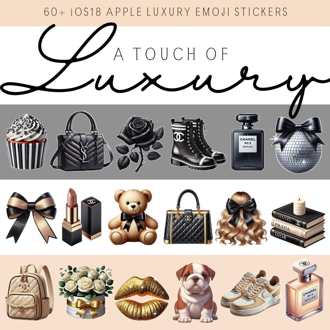 60+ Luxury Emoji Sticker Pack | Ios18 Black Emoji Stickers | Aesthetic ...