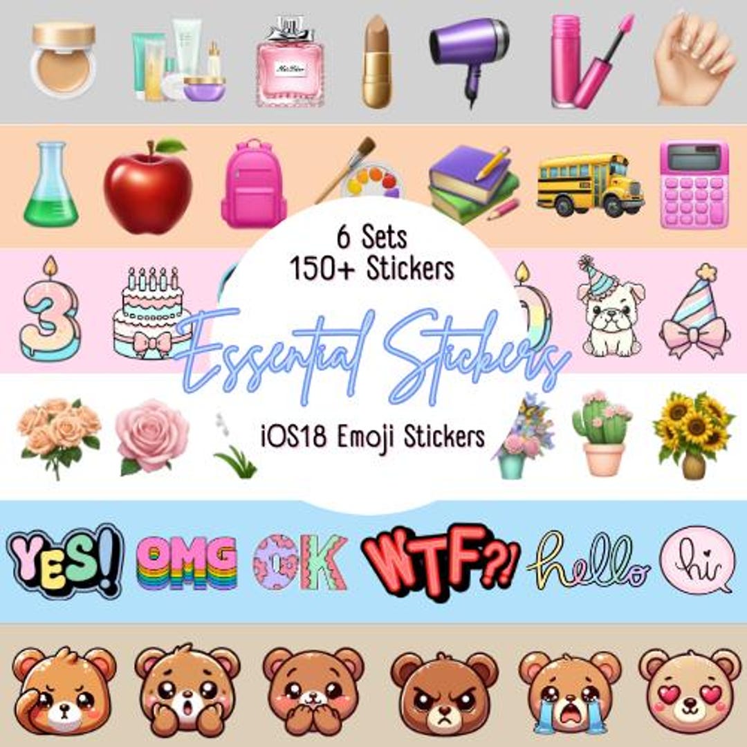 Ios18 Essentials Emoji Sticker Pack | Teacher Emoji Stickers | +100 ...