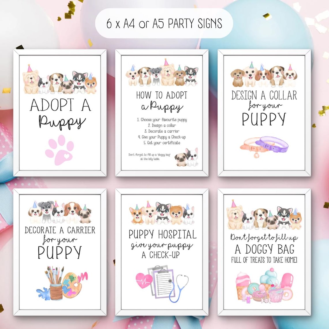 Adopt a Puppy Party Printables | Canva Editable Invite Template | Puppy ...