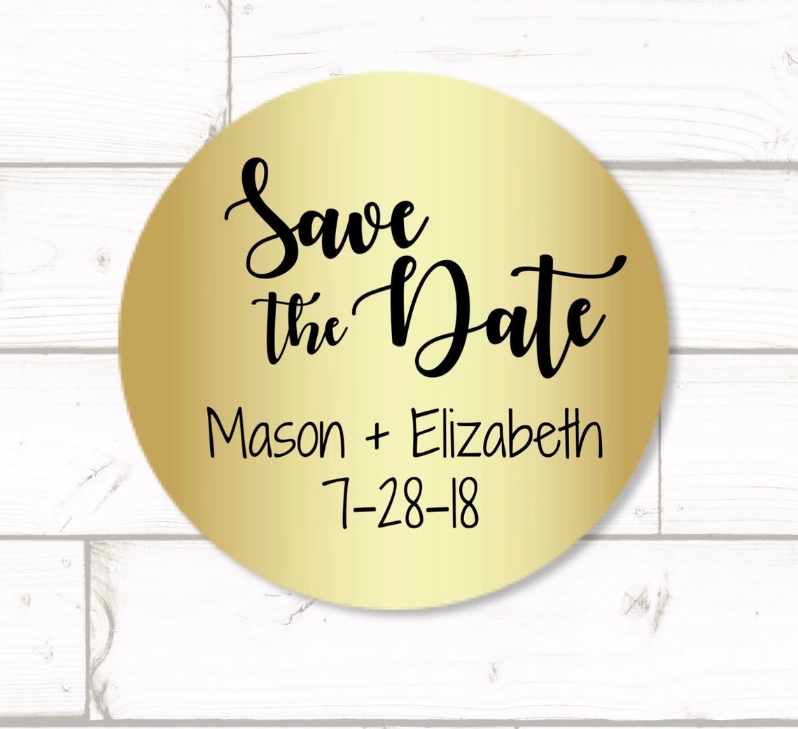 Save the Date Sticker, Sheet of 20, Custom- 2 Inch Circle, Silver or ...
