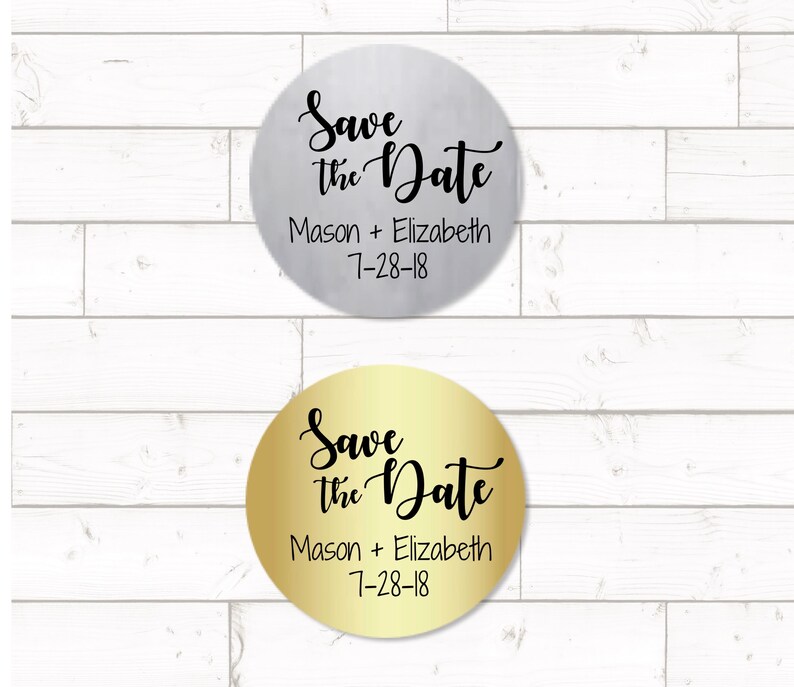 Save the Date Sticker, Sheet of 20, Custom- 2 Inch Circle, Silver or ...