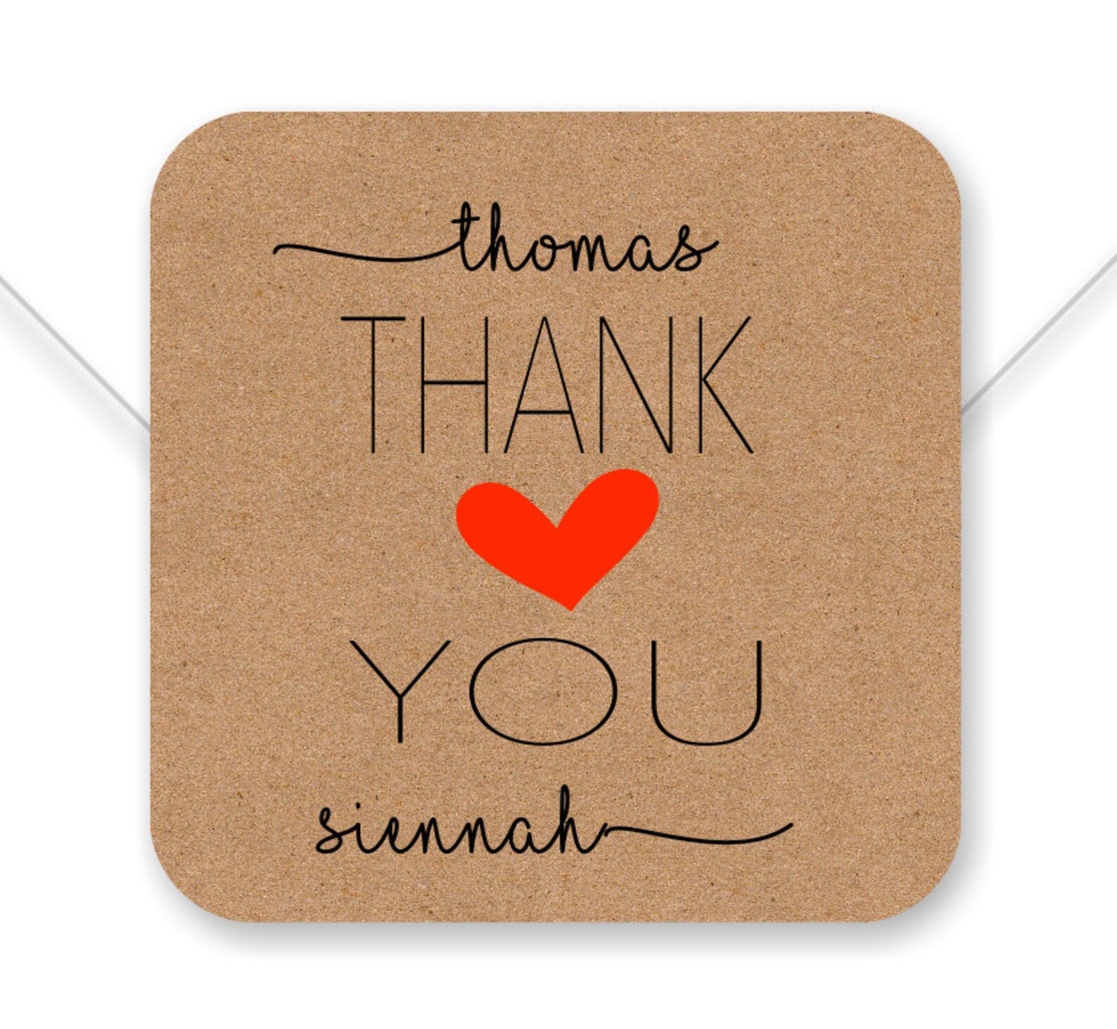Thank You Label Custom 2 Inch Square Brown Kraft or White - Etsy