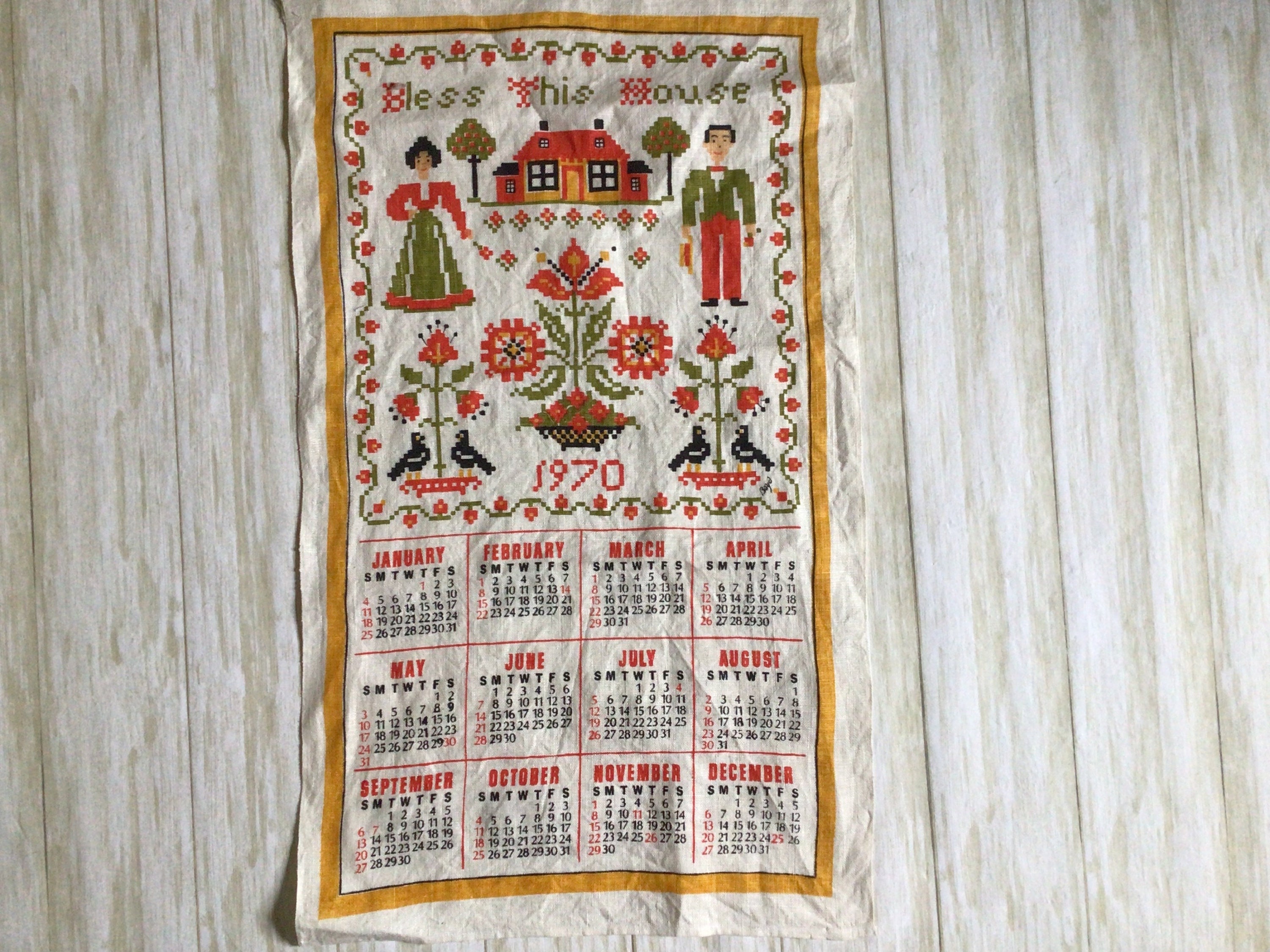 Vintage Kitchen Calendar Towels 1960s Calendar Towels 70s - Etsy