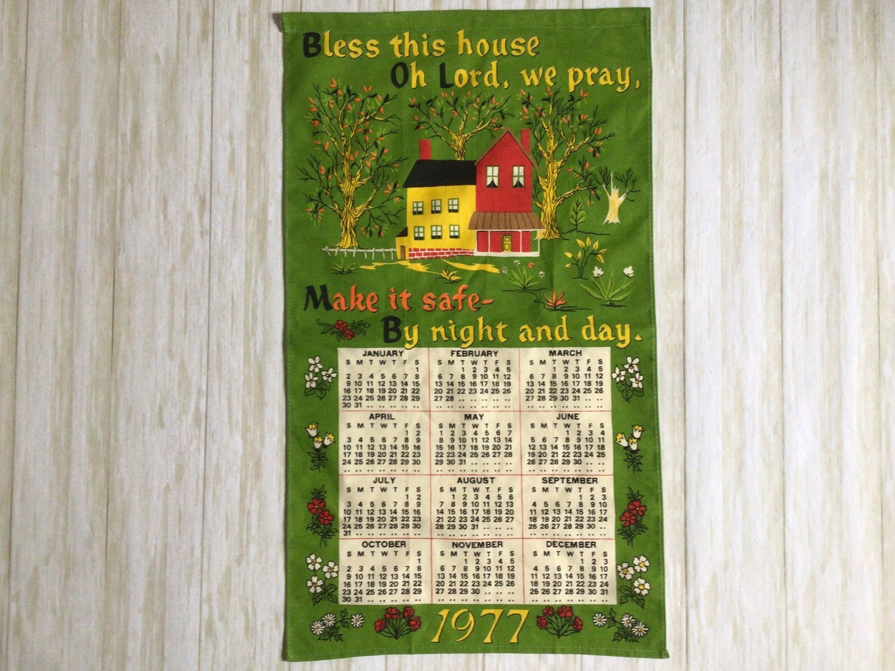 Vintage Kitchen Calendar Towels, 1960s Calendar Towels, 70s Towels ...