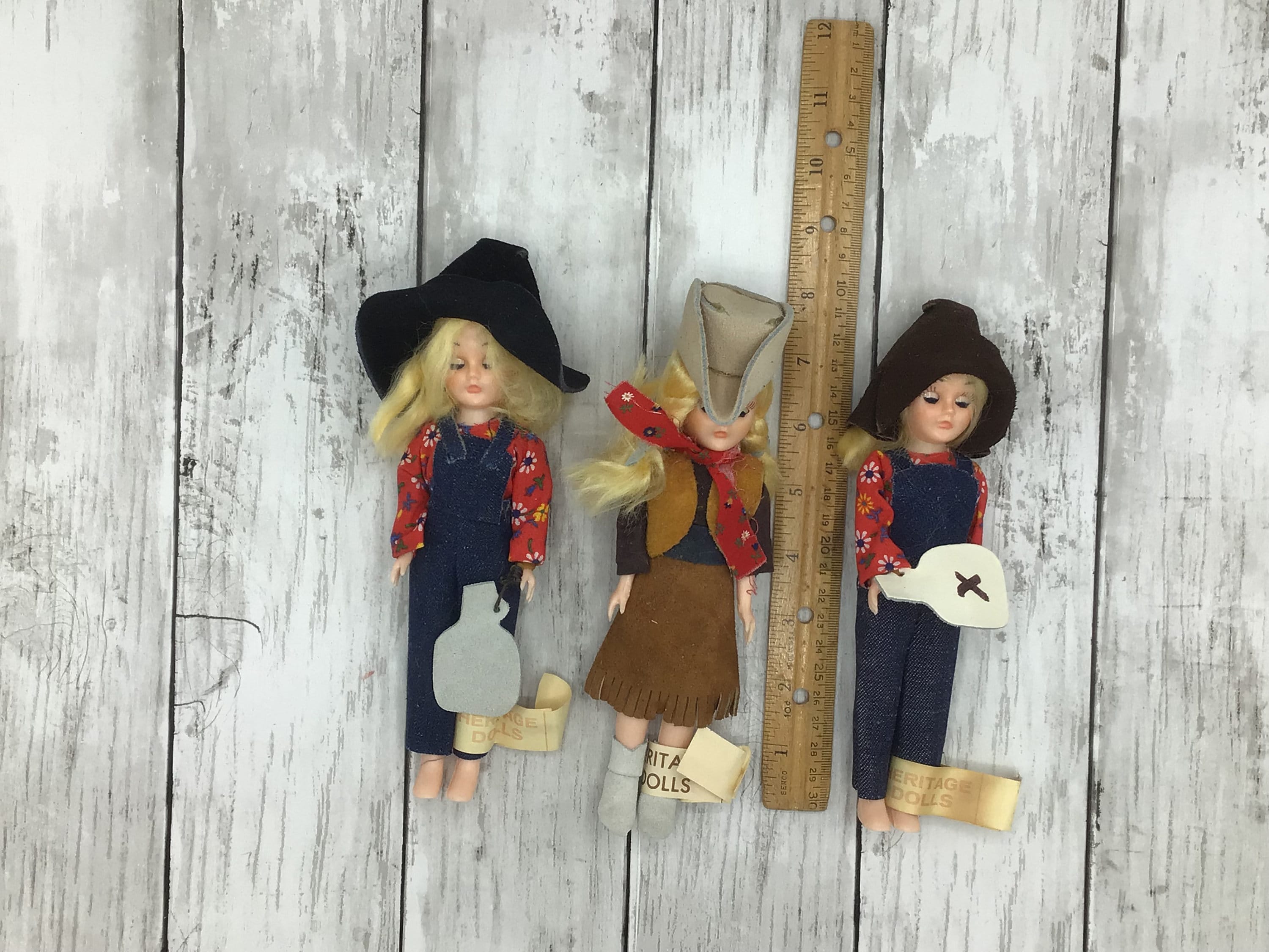Vintage Western Dolls Set of 3, Vintage Heritage Dolls 8, Cowgirl Doll ...