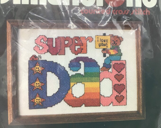 Vintage Super Dad Cross Stitch Kit, Dimensions Mini Cross Stitch Kit ...