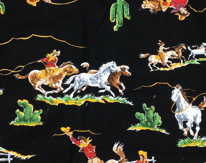 Cowboy Fabric, VIP Cranston Printworks Black Western Fabric, 1+ Yards ...