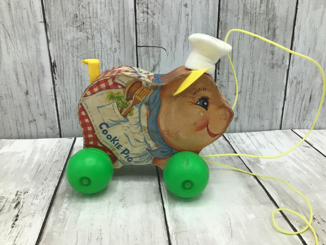 Vintage Pig Pull Toy, Cookie Pig #476 Toy, Vintage Fisher Price Toddler ...