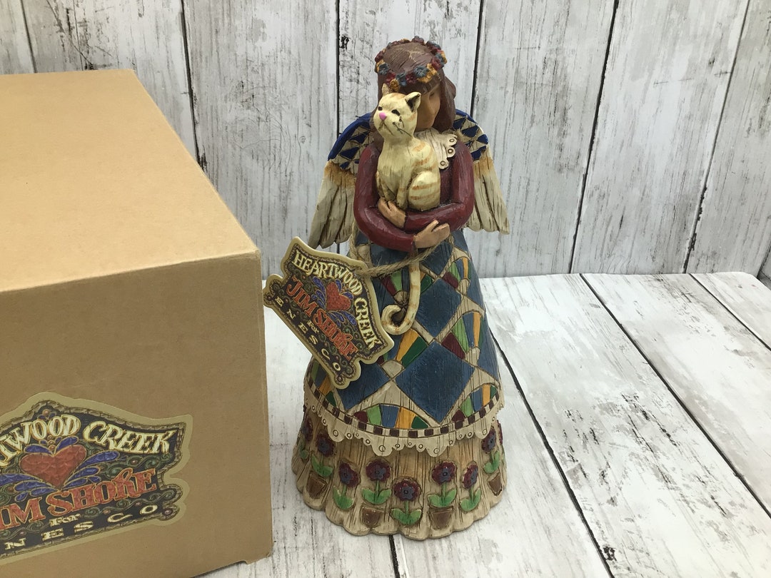 Vintage Jim Shore Angel Holding Cat, 2002 Heartwood Creek Jim Shore ...