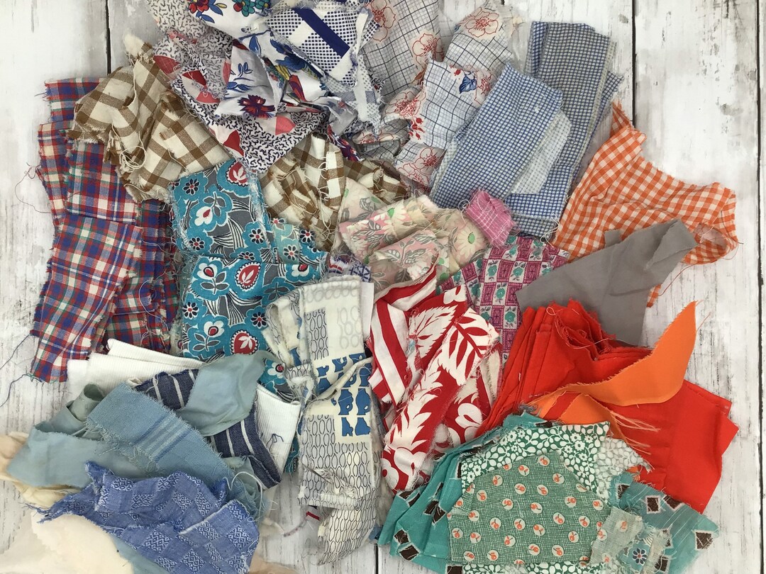 Vintage Quilt Scraps, Vintage Fabric Scraps, Fabric Miscellaneous Scrap ...