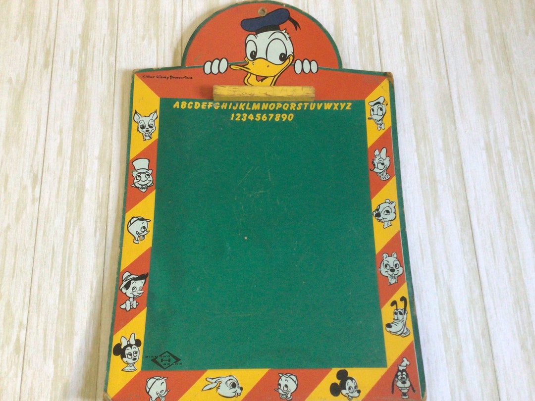 Vintage Disney Chalkboard, Donald Duck Chalkboard, Walt Disney ...