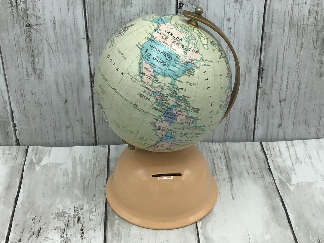Vintage Globe Bank, SEO JEON Globe, World Globe Decor, Office Decor ...