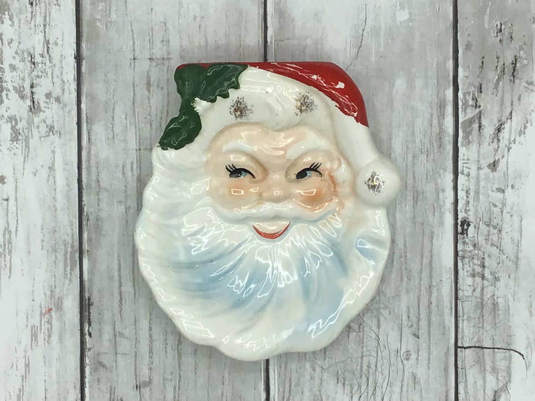 Vintage Small Santa Plate, Vintage Ceramic Santa Head Dish, Vintage ...