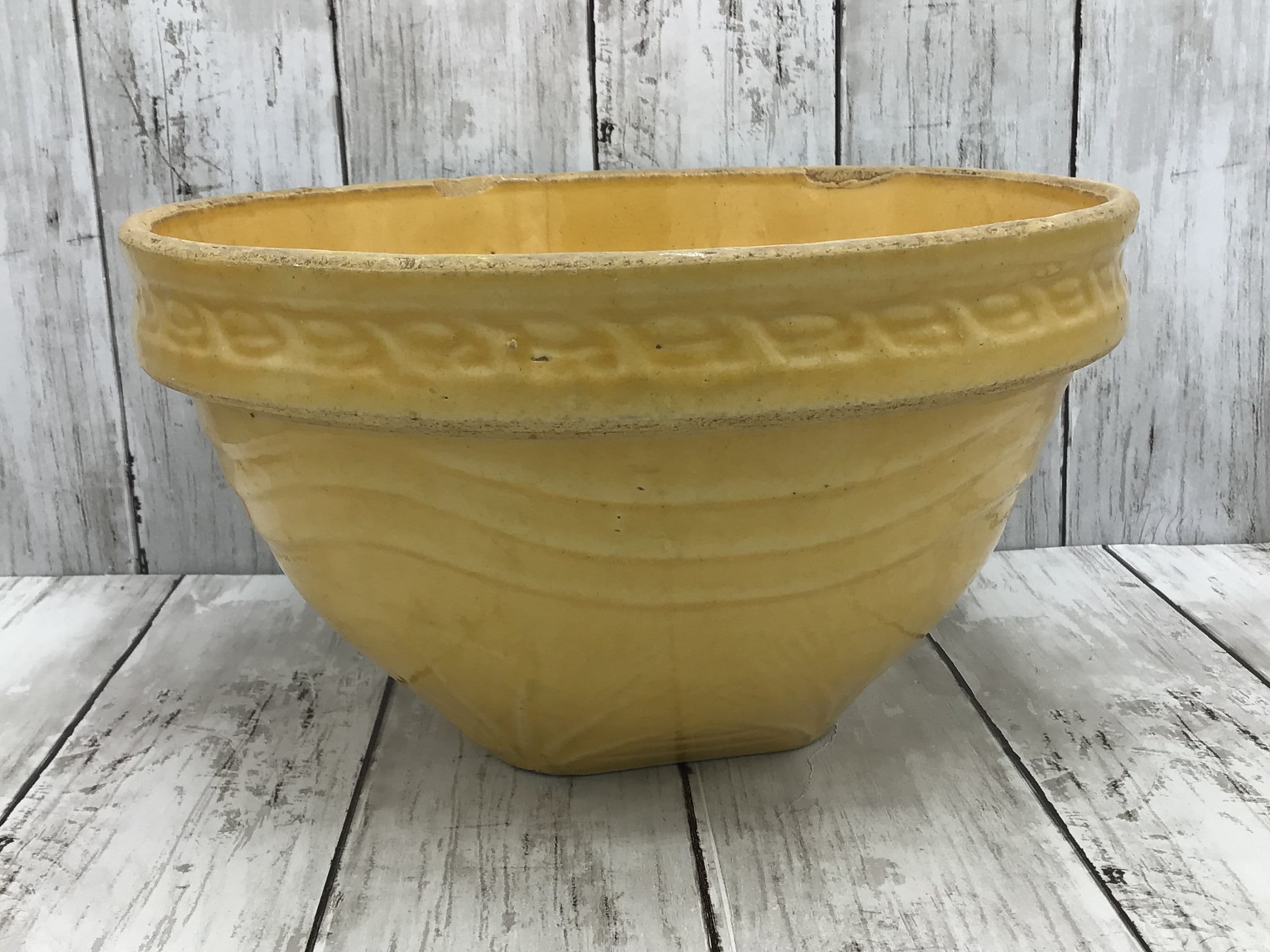 Yellow Ware Pottery Bowl, Yellow Sun Burst Stoneware Mixing Bowl ...