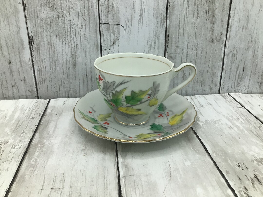 Vintage Kasuga Ware Tea Cup Holly, Flower of the Month Series Cup and ...