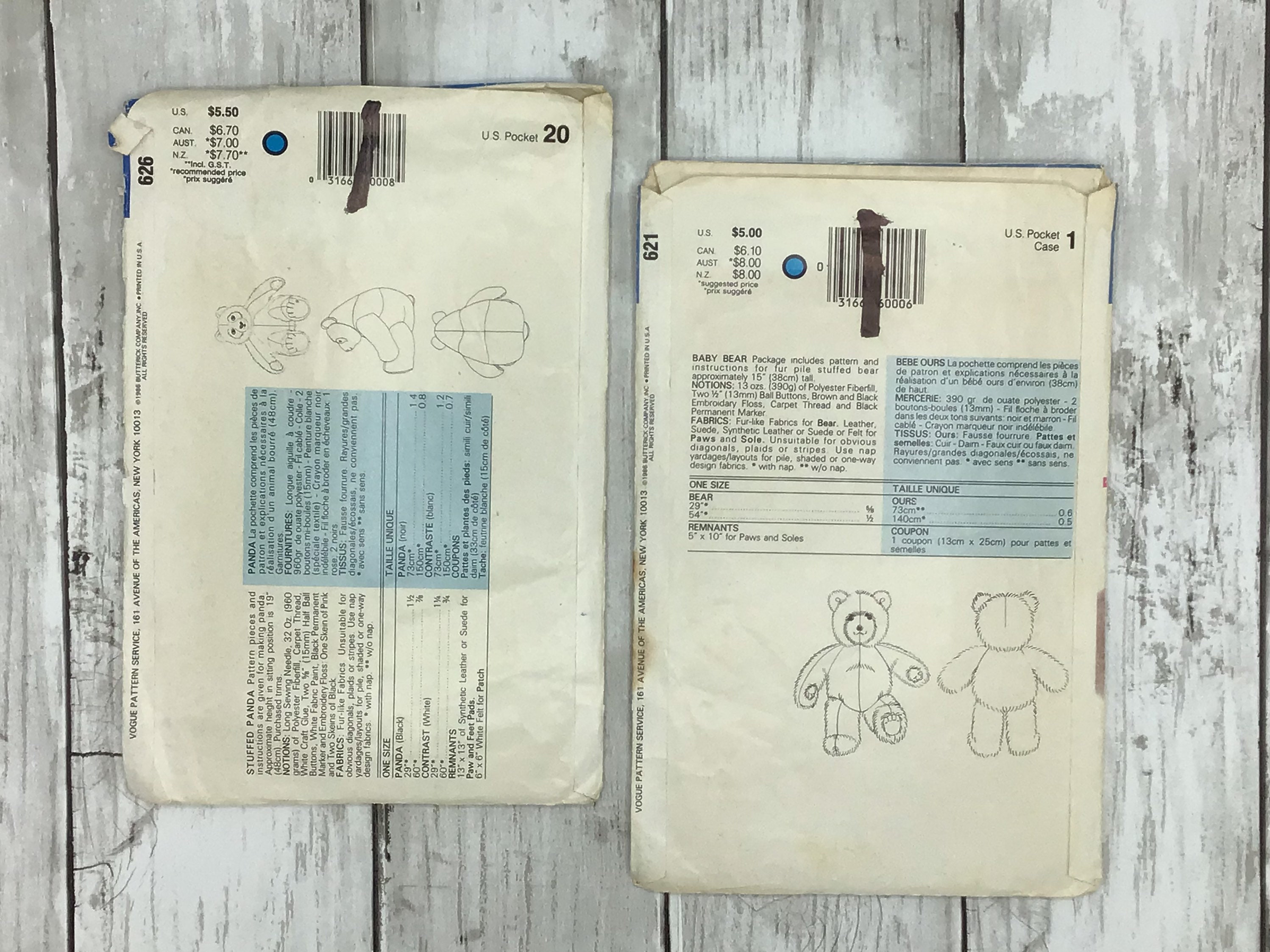 Vintage Vogue Patterns Craft Factory Folded, Vogue 626 Panda Bear ...