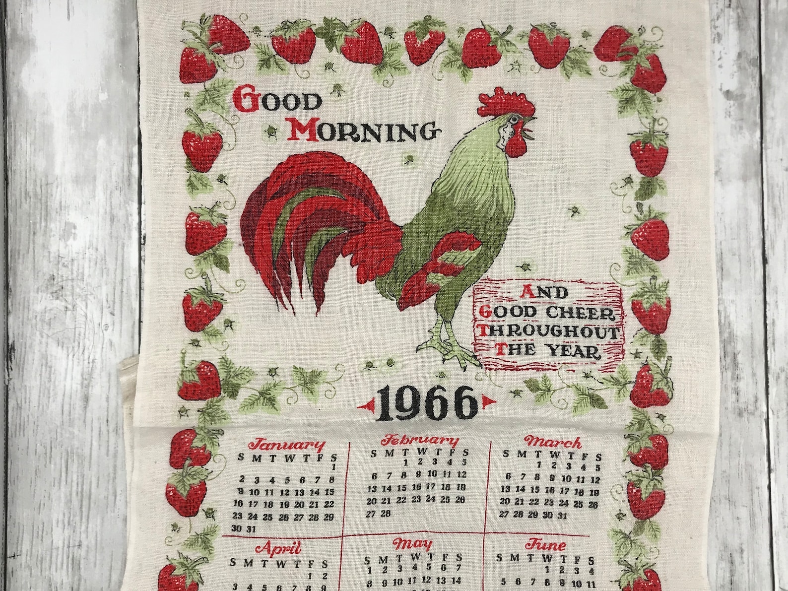 Vintage Kitchen Calendar Towels, 1960s Calendar Towels, 70s ...