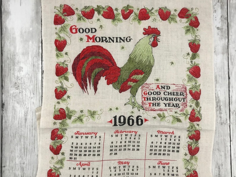 Vintage Kitchen Calendar Towels, 1960s Calendar Towels, 70s ...