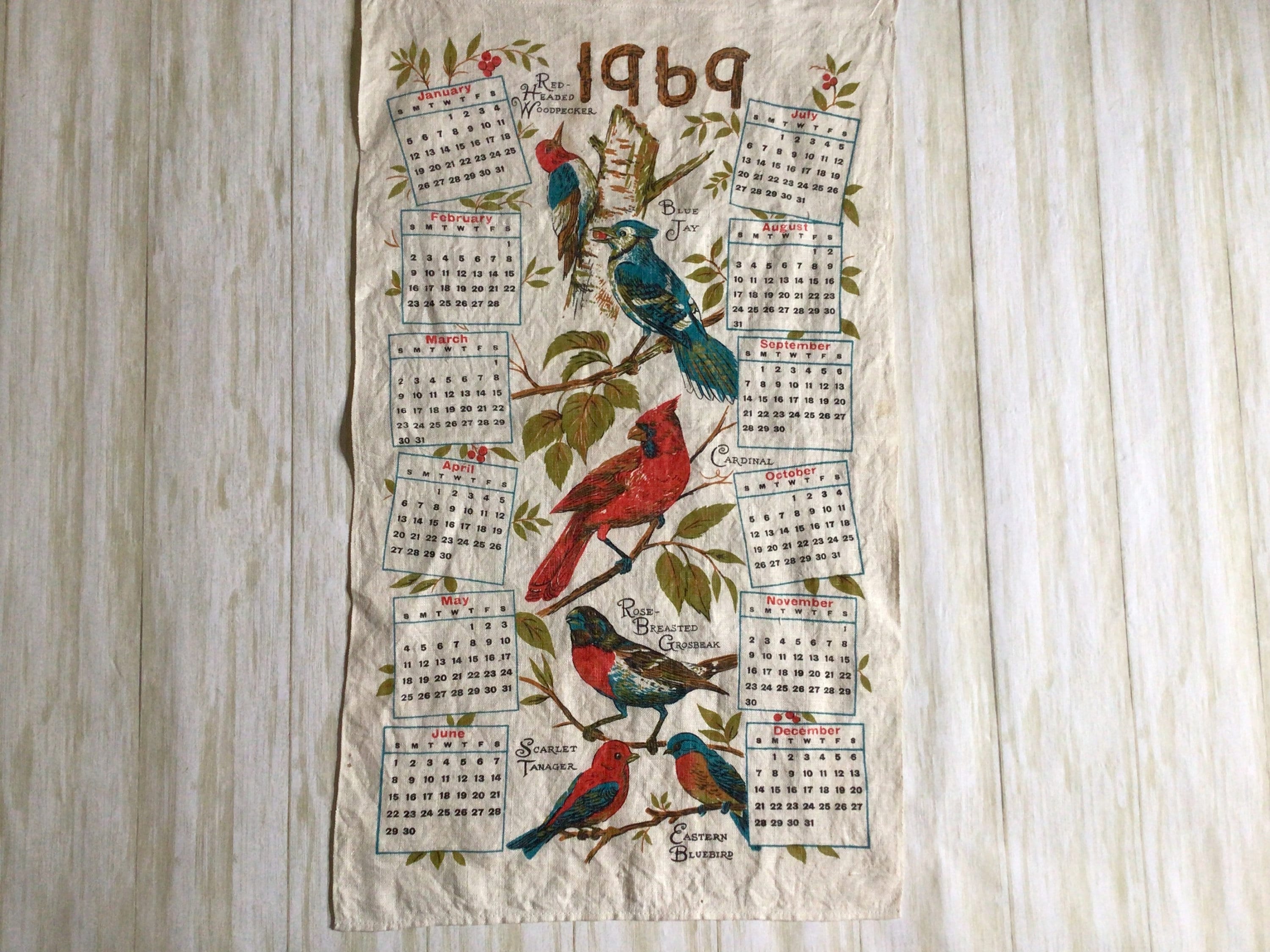 Vintage Kitchen Calendar Towels, 1960s Calendar Towels, 70s Towels ...