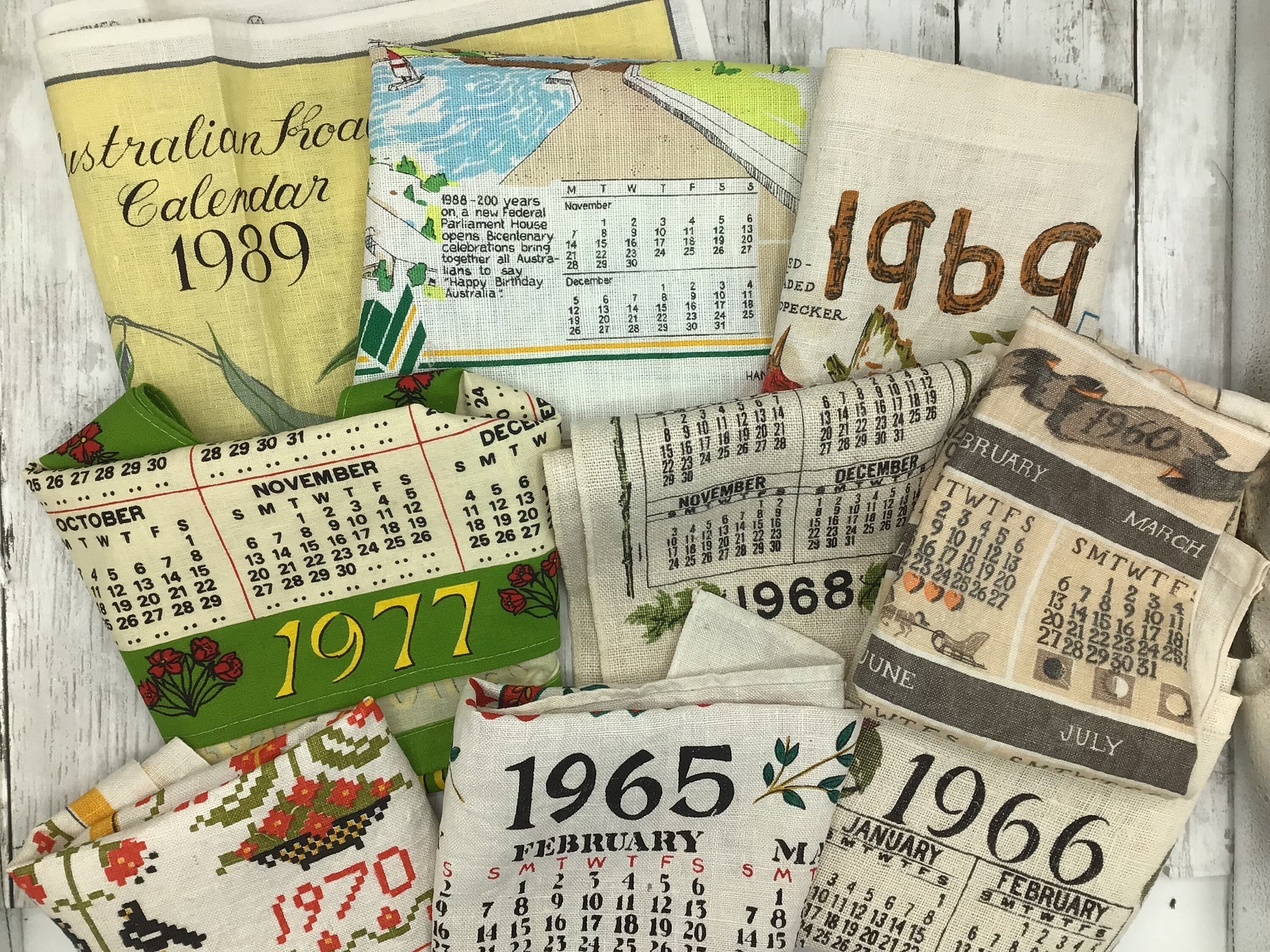 Vintage Kitchen Calendar Towels, 1960s Calendar Towels, 70s Towels ...