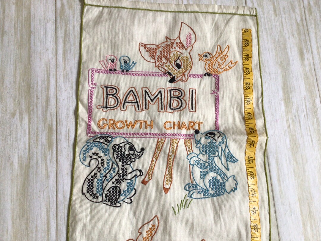 Vintage Bambi Growth Chart, Cross Stitch Bambi and Friends, Bambi ...