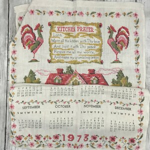 Vintage Kitchen Calendar Towels, 1960s Calendar Towels, 70s ...