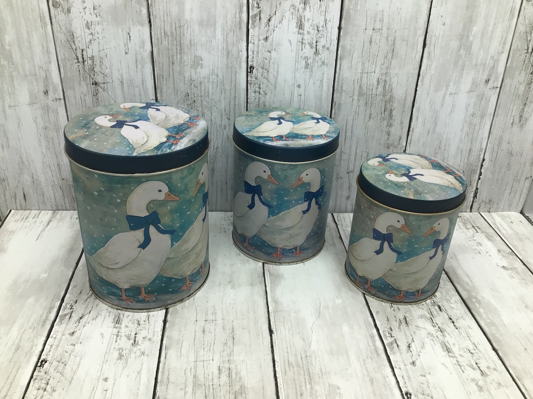 Vintage Goose Canisters, Geese Tins Set of 3, 90s Kitchen Decor, Goose ...