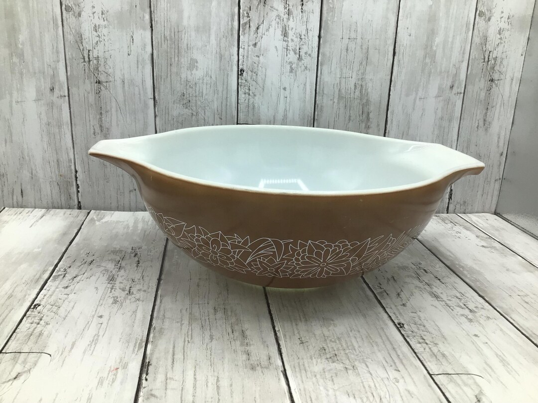 Pyrex Woodland 444 Cinderella Bowl, Vintage Pyrex Dishware, Brown Pyrex ...