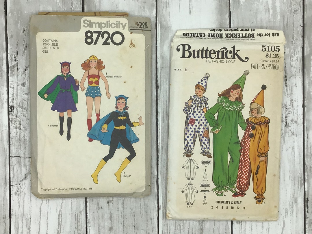 Vintage Child Halloween Costume Patterns, Clown Pattern Size 6, Vintage ...