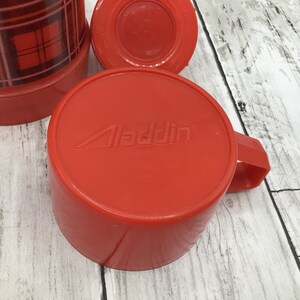Vintage Aladdin Thermos, Red Plaid 1 Pint Thermos, Vintage Picnic ...