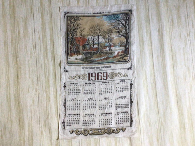 Vintage Kitchen Calendar Towels, 1960s Calendar Towels, 70s Towels, 80s ...